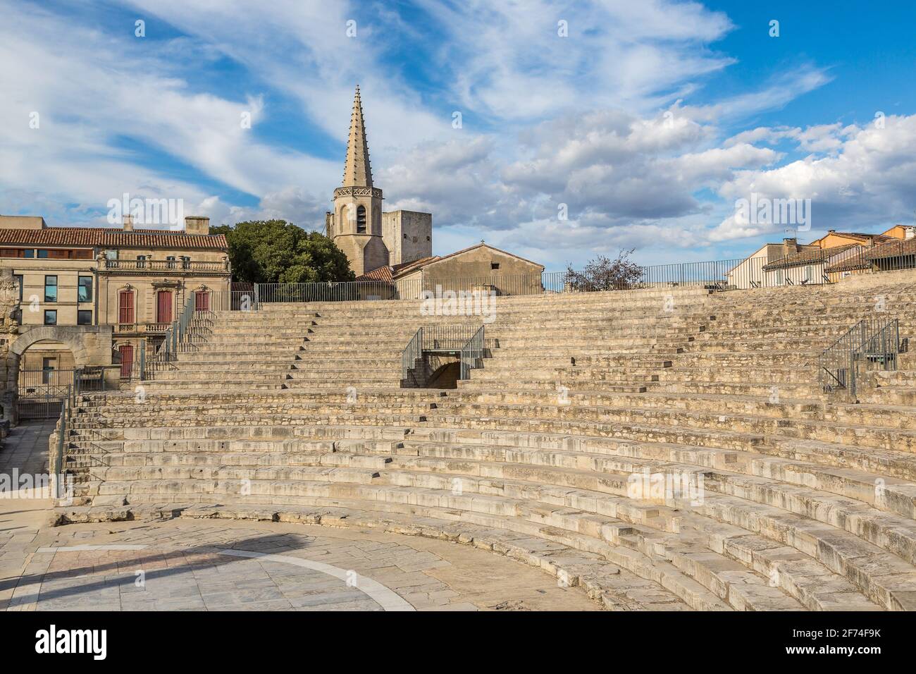 Roman amphitheatre in Arles, France in a beautiful summer day Stock ...