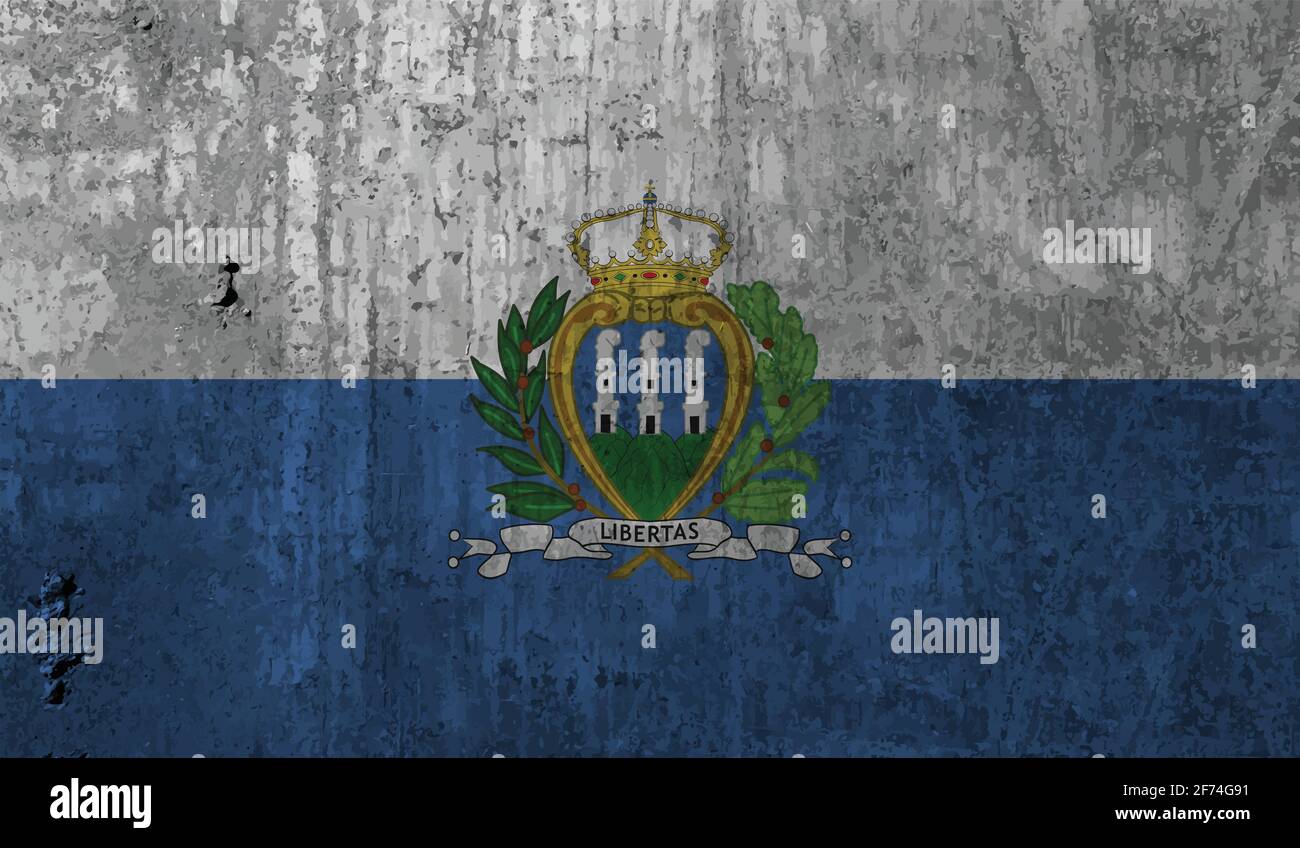 San Marino flag with waving grunge texture. Vector background Stock ...