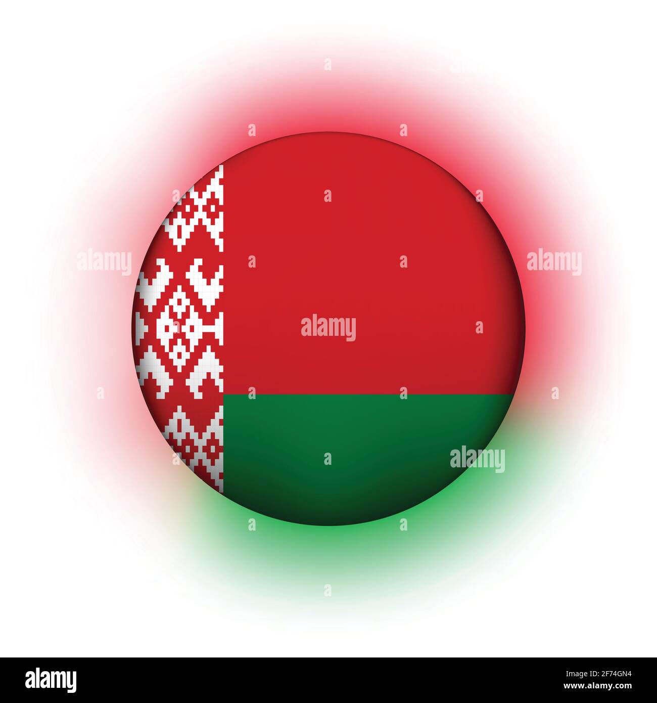 Glass light ball with flag of Belarus. Round sphere, template icon ...