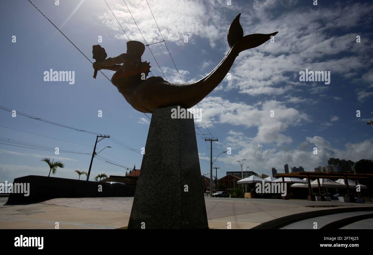 salvador, bahia / brazil - january 17, 2018: mermaid sculpture is seen ...