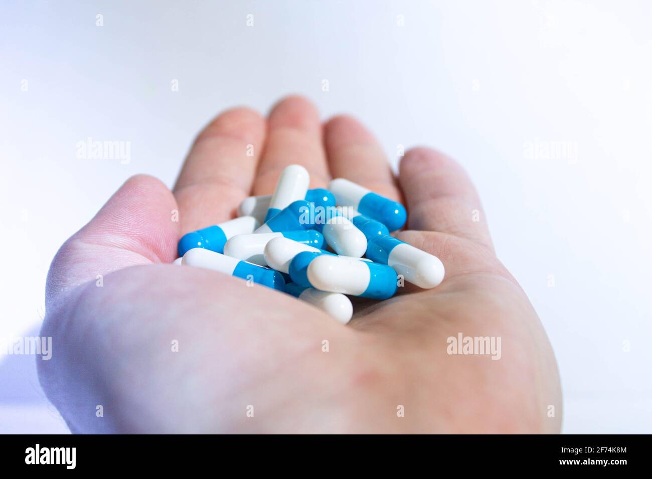 Pills in the palm of your hand. Pharmacy products from the pharmacy ...