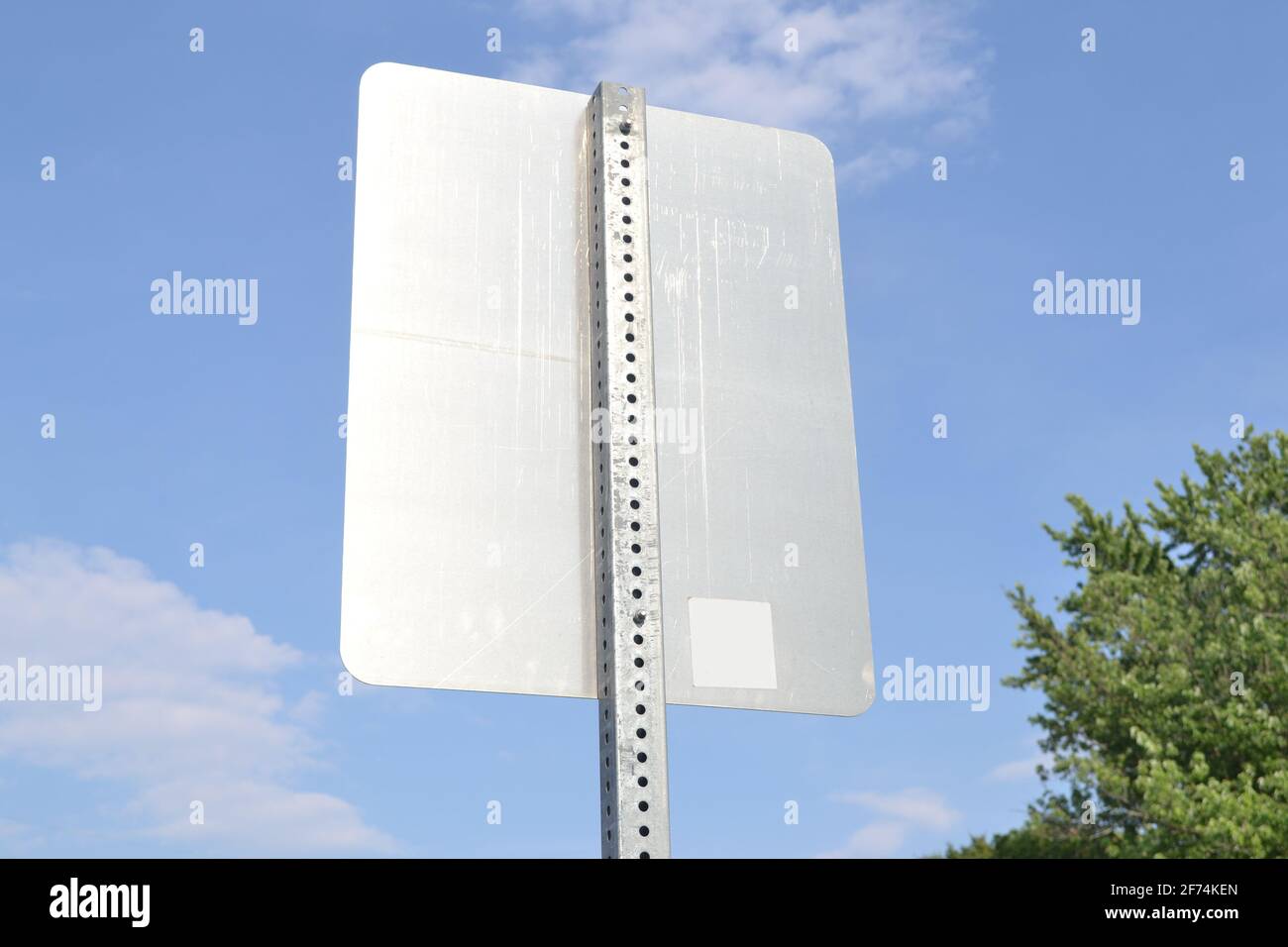 Back of a Sign closeup view metal pole Stock Photo - Alamy