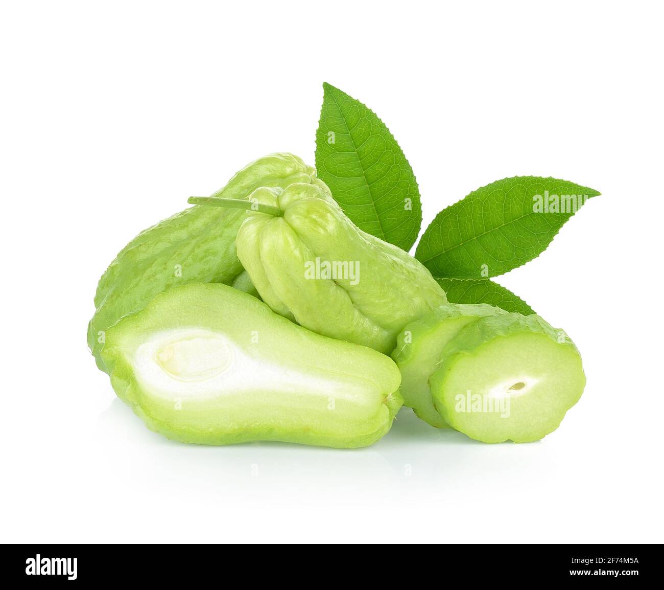 Chayote on white background Stock Photo - Alamy