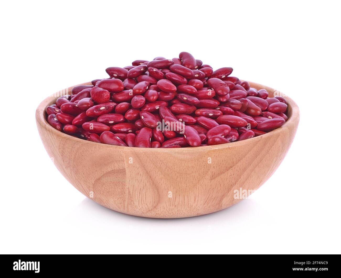 dried red bean in wooden bowl and on white background Stock Photo - Alamy