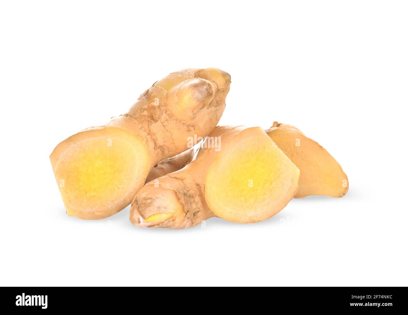 Ginger root, slices of ginger isolated on white background Stock Photo ...
