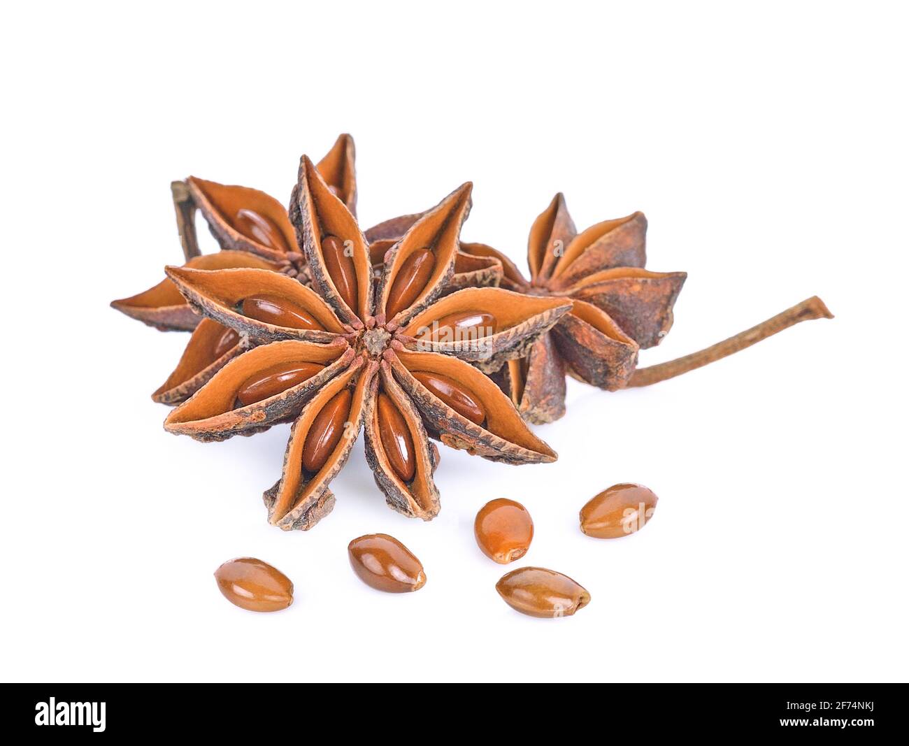 Star anise spice fruits and seeds isolated on white background Stock ...