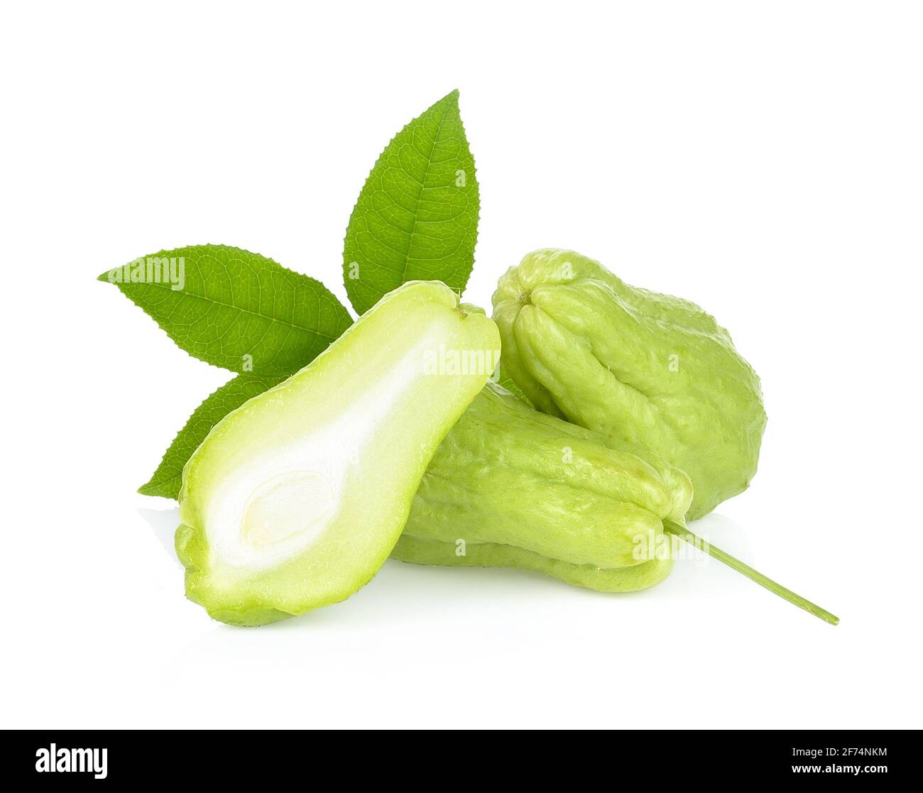 Chayote on white background Stock Photo - Alamy