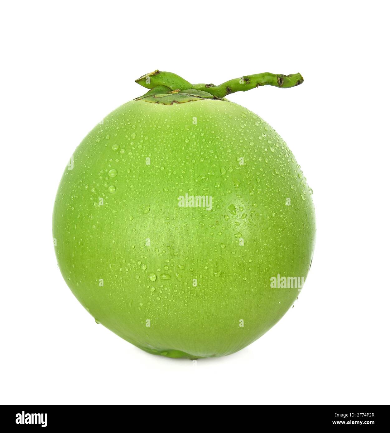 Green Coconut With Water Splash Isolated On White