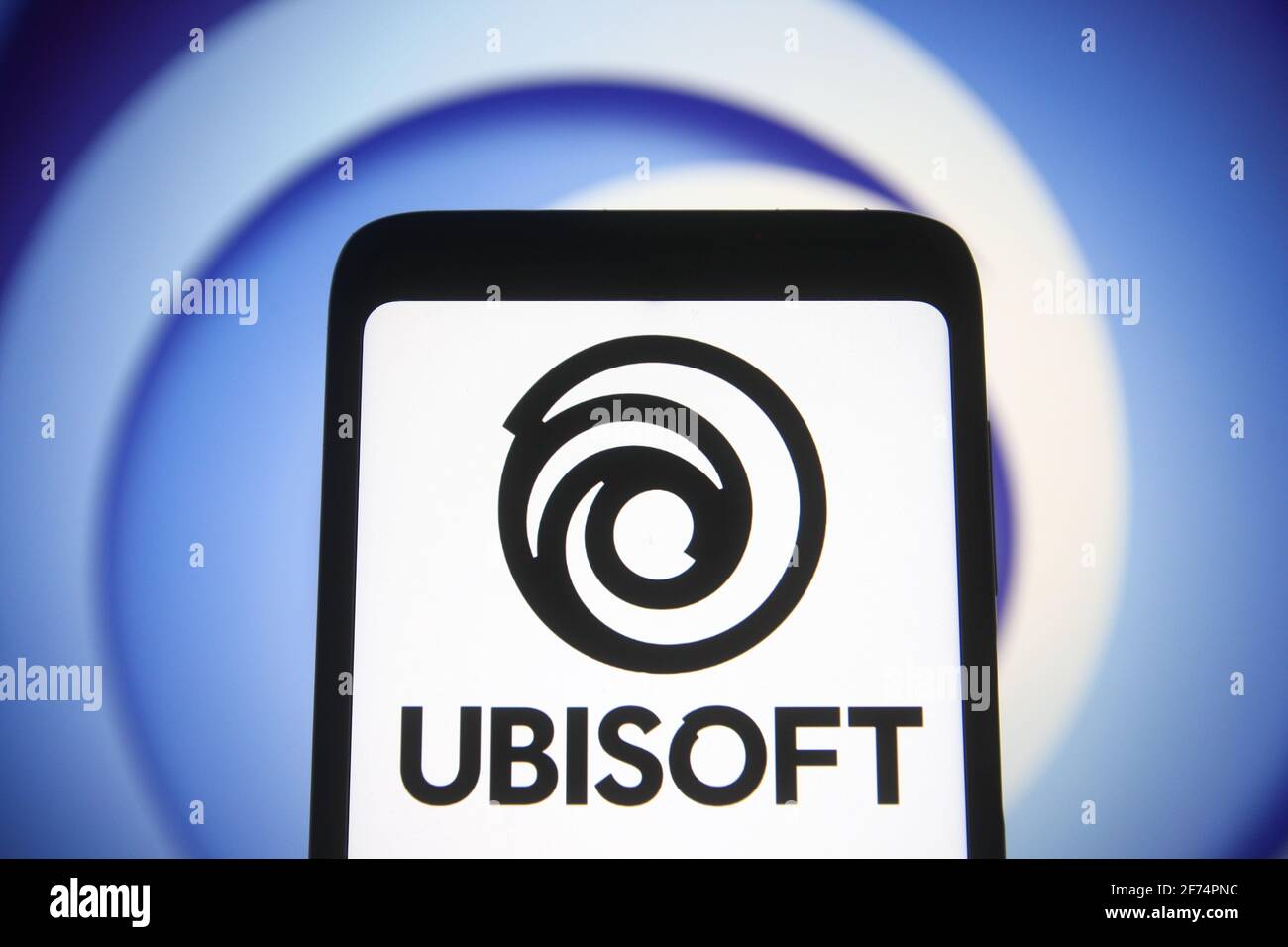 In this photo illustration the Ubisoft logo of a French video game ...