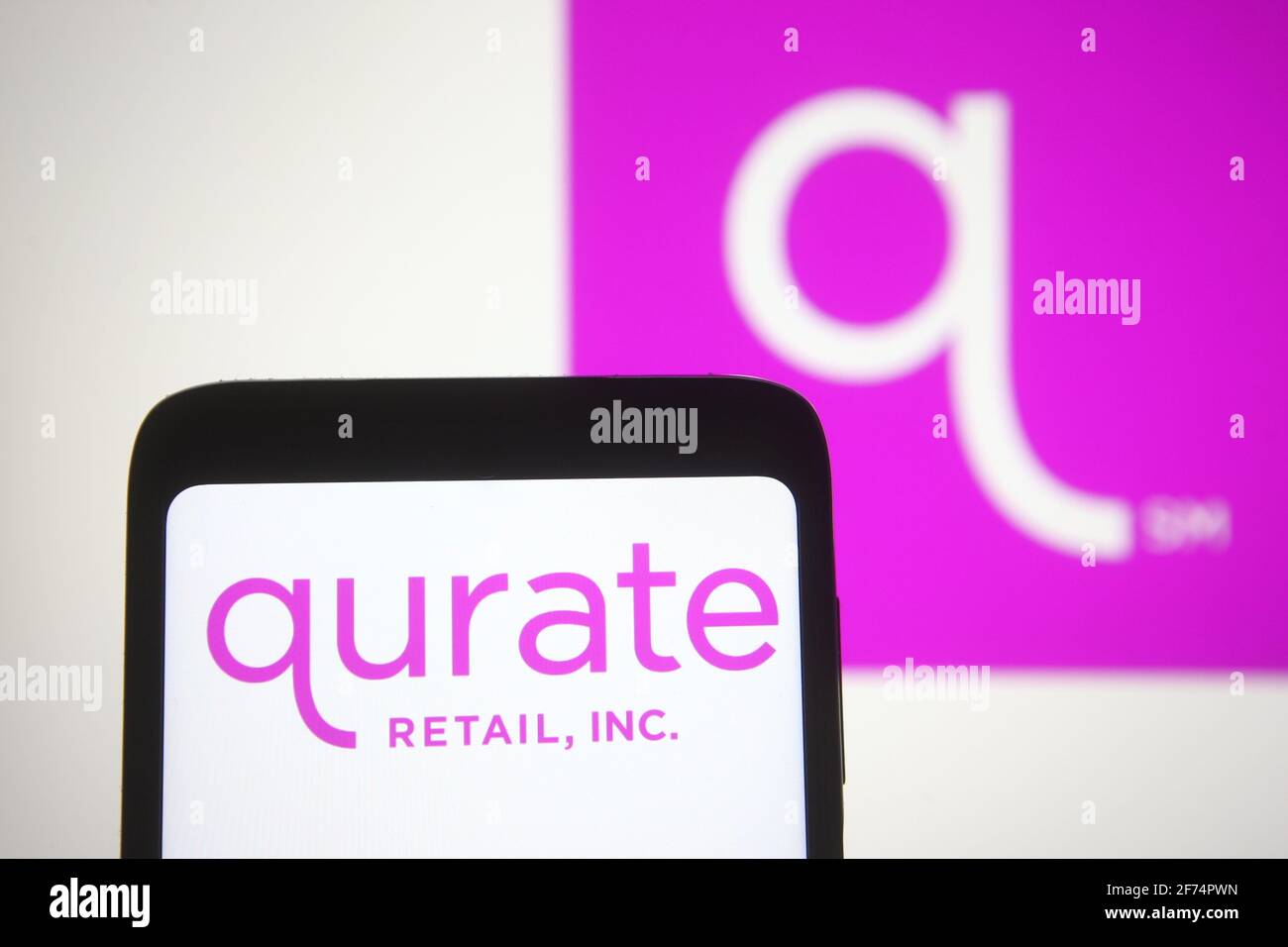 In this photo illustration the Qurate Retail, Inc logo is seen on a ...
