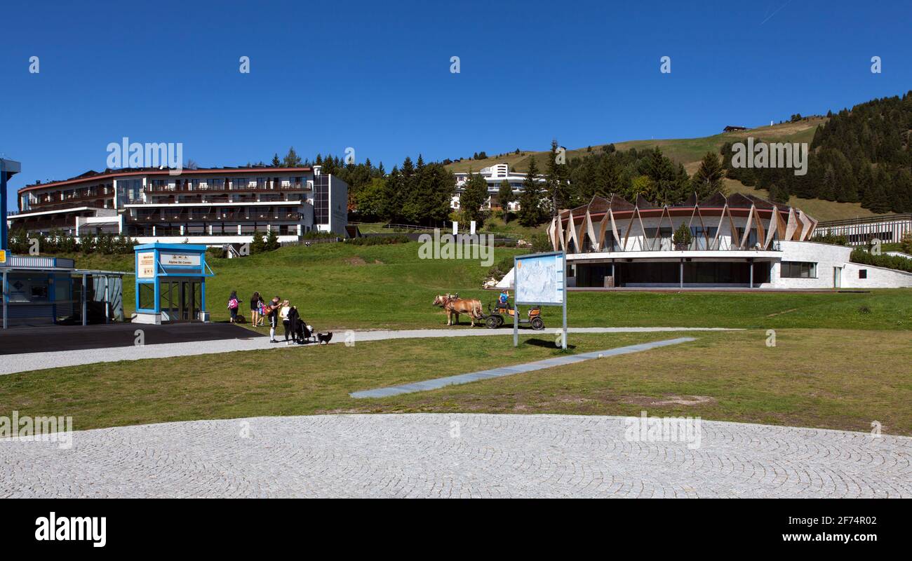 SEISER ALM, ITALY ON SEPTEMBER 12, 2018. View of the landscape. Service ...