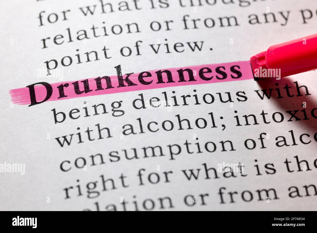 Fake Dictionary, Dictionary definition of drunkenness Stock Photo - Alamy