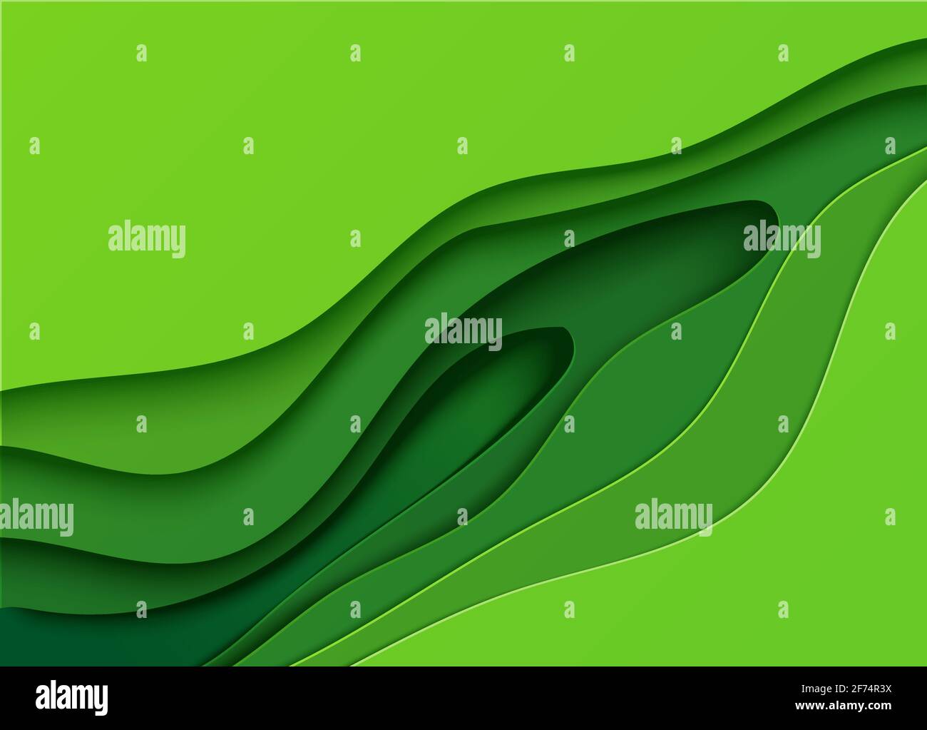 Green banner with abstract diagonal shapes cut out of paper style ...