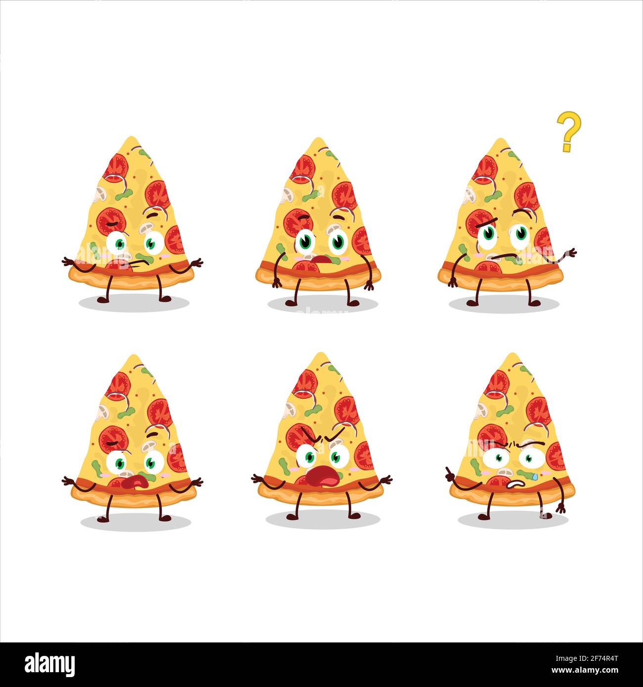 Cartoon character of slice of tomato cheese pizza with what expression ...