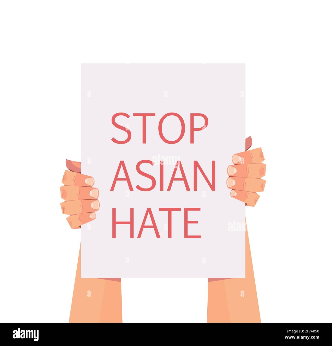 stop asian hate human hands holding banner against racism support ...