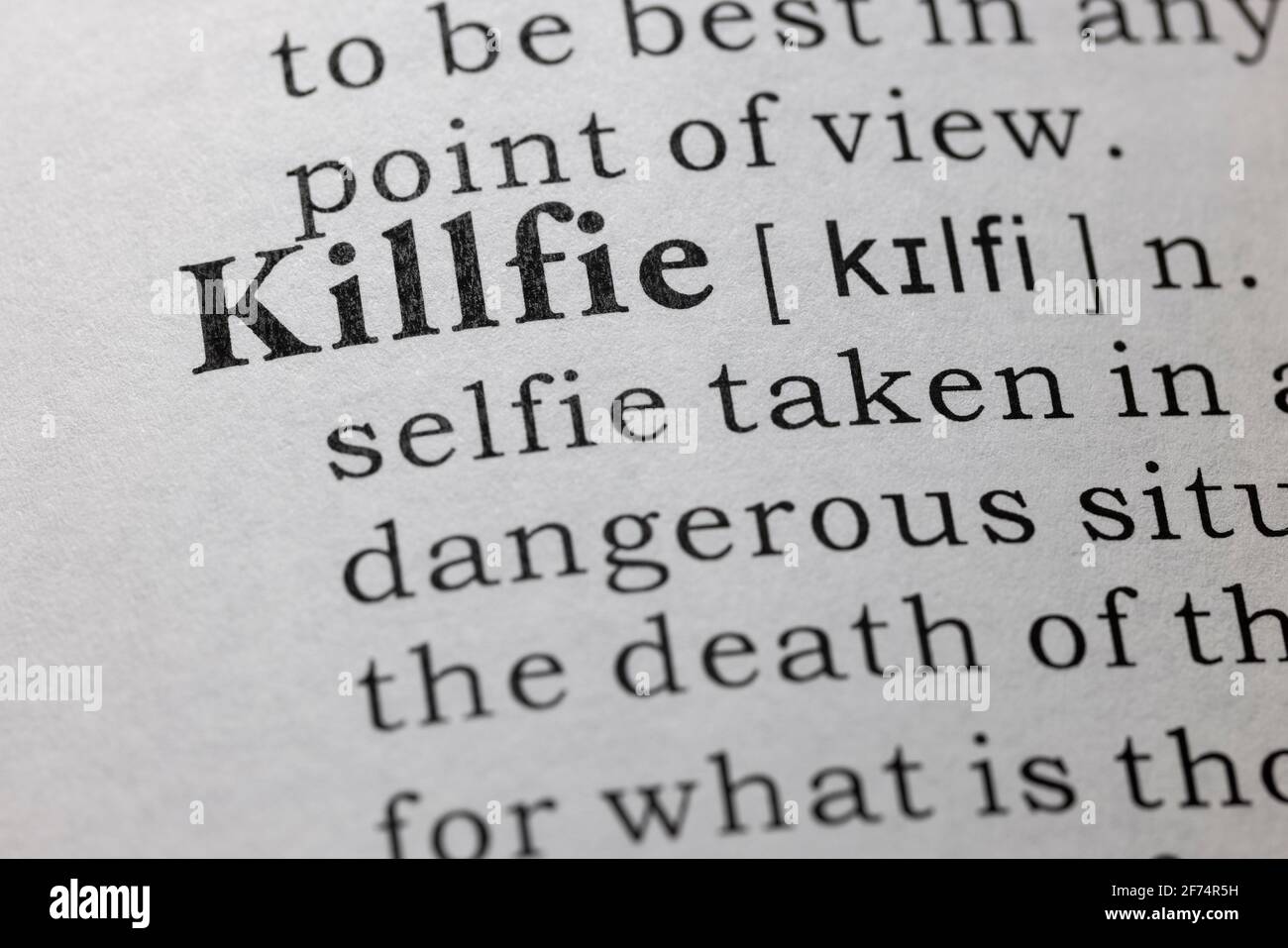 Fake Dictionary, Dictionary definition of killfie Stock Photo - Alamy