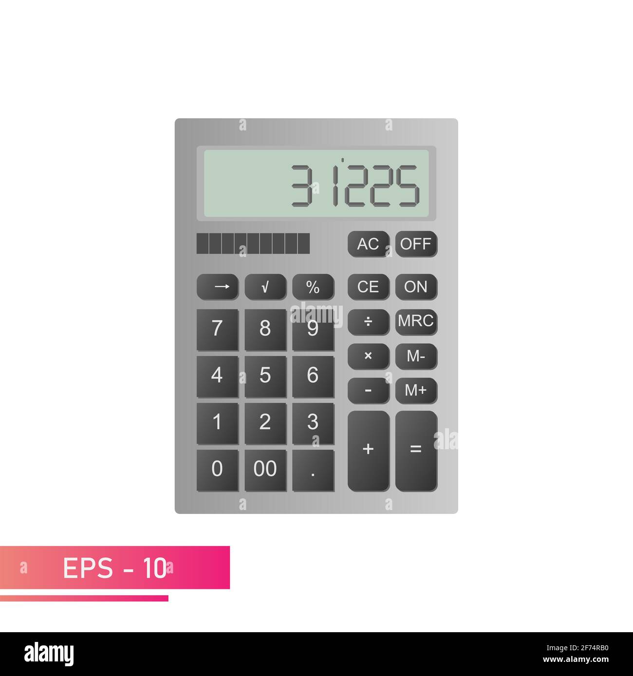 A modern digital calculator with symbols on the keys. Realistic design ...