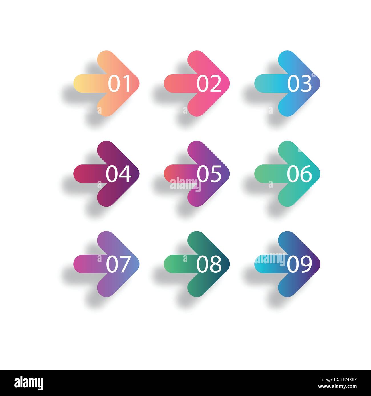 Arrow bullet point triangle flags set on white background. Colorful ...