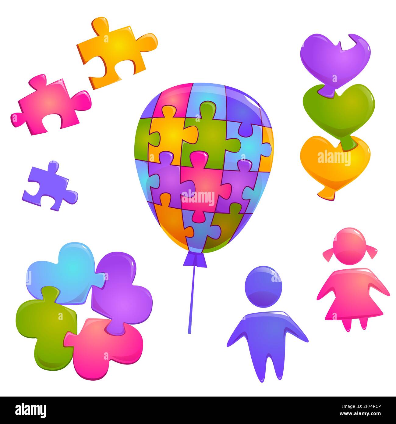 World autism day symbols. Concept of mental health disease and ...
