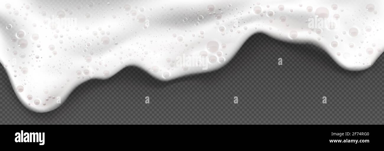 White soap foam, suds of detergent, cleaning gel or shampoo. Vector ...