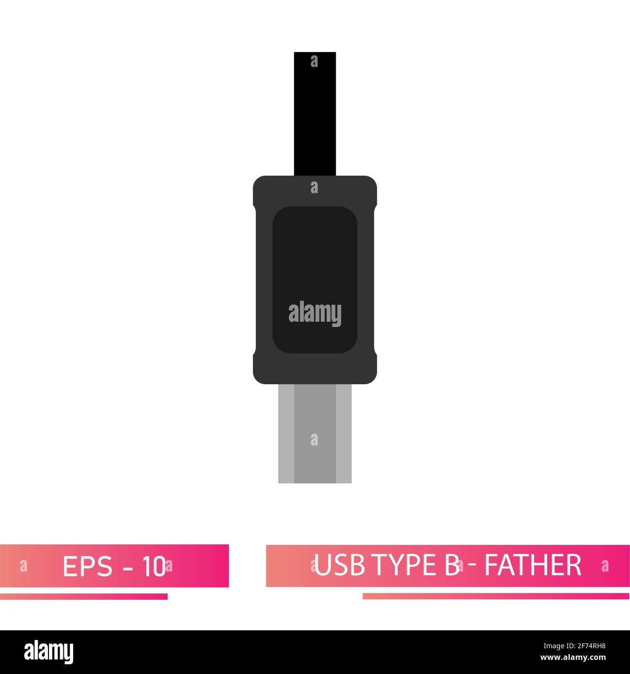 USB type B, plug image. Father. On a white background. Flat vector ...