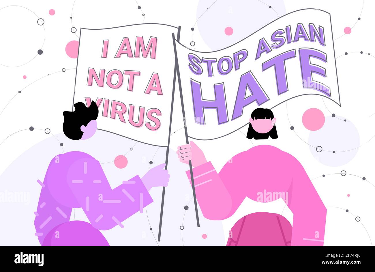 stop asian hate people holding flags against racism support during ...