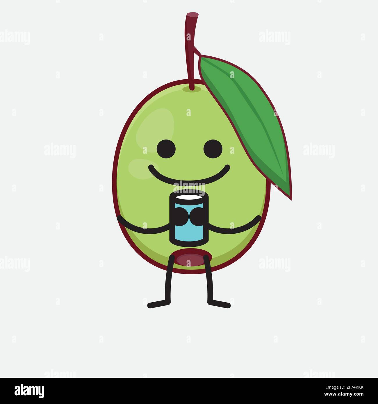 Vector Illustration of Olive Fruit Character with cute face, simple ...