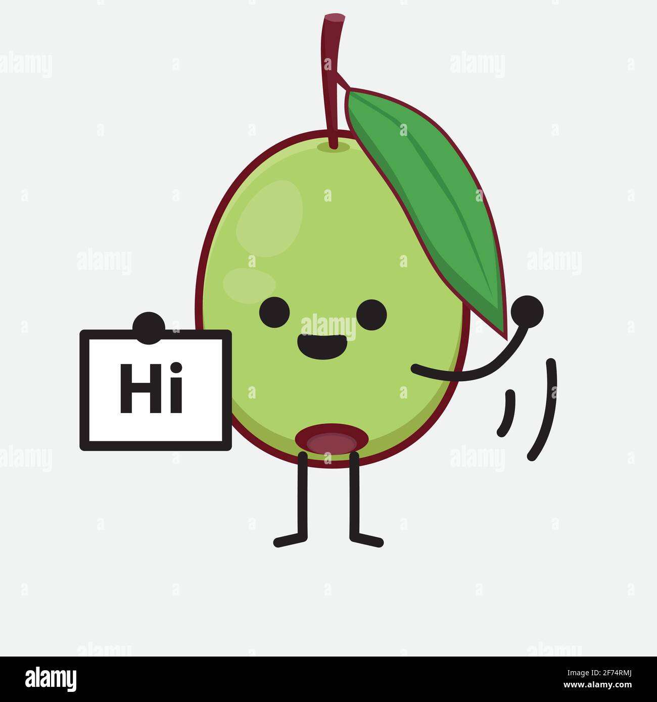 Vector Illustration of Olive Fruit Character with cute face, simple ...