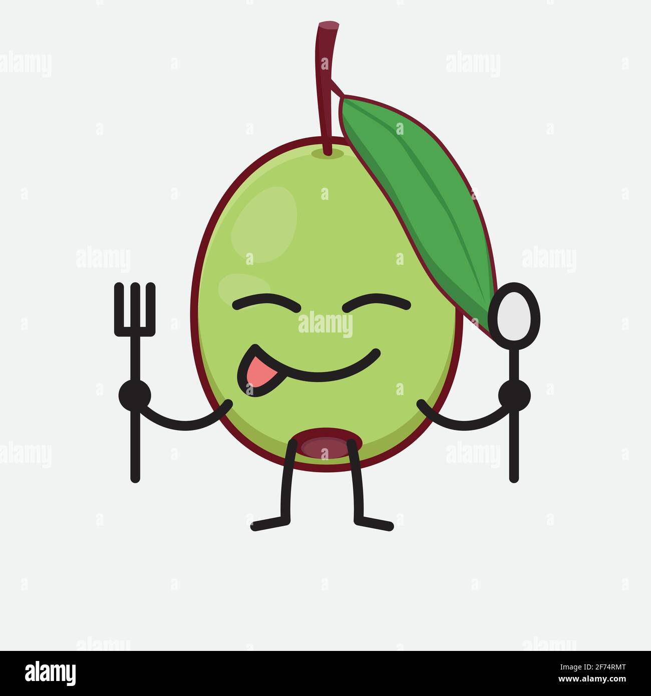 Vector Illustration of Olive Fruit Character with cute face, simple ...