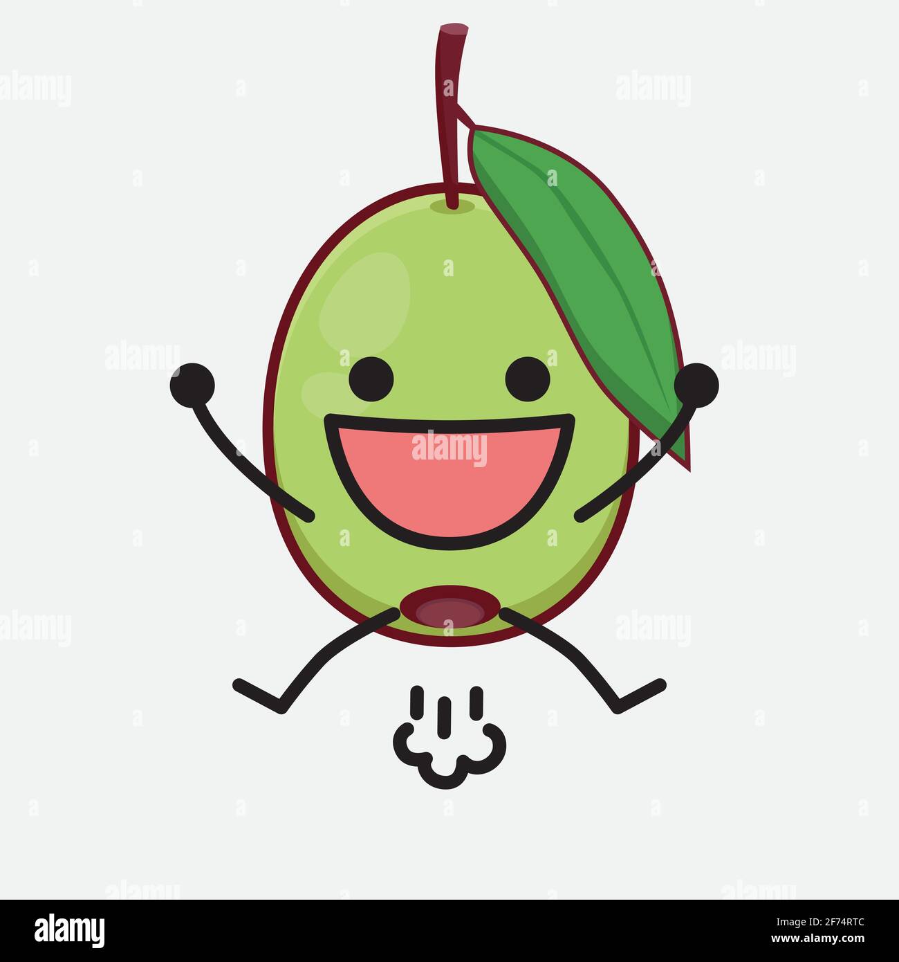 Vector Illustration of Olive Fruit Character with cute face, simple ...