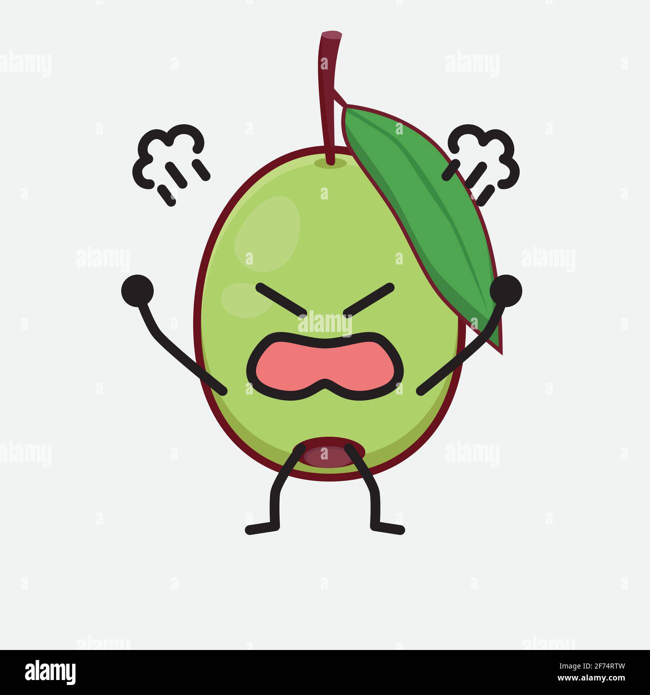 Vector Illustration of Olive Fruit Character with cute face, simple ...