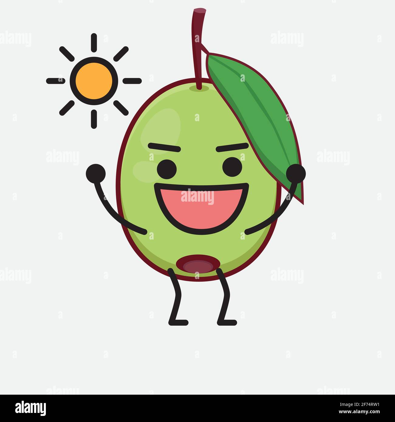 Vector Illustration of Olive Fruit Character with cute face, simple ...