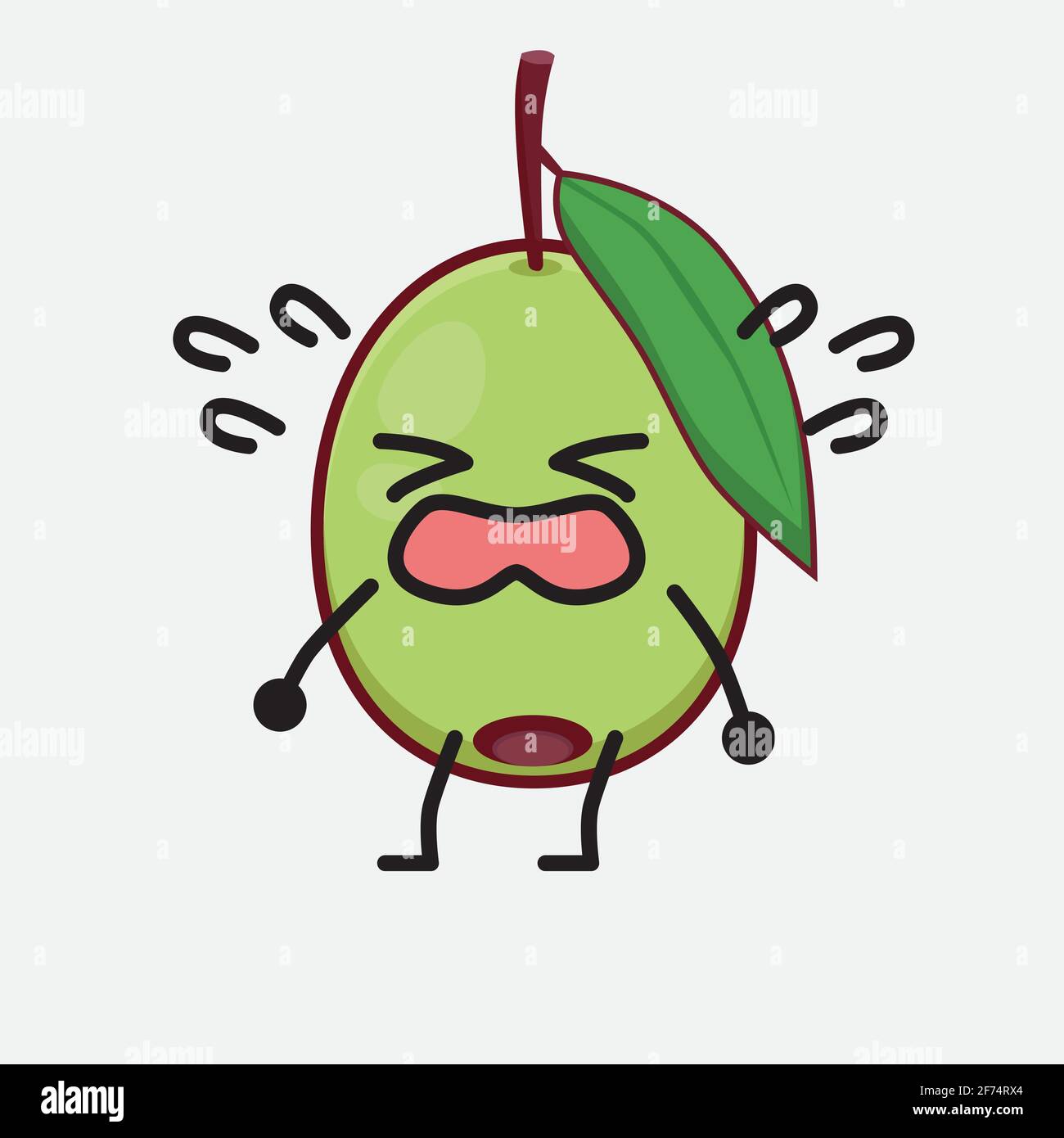 Vector Illustration of Olive Fruit Character with cute face, simple ...