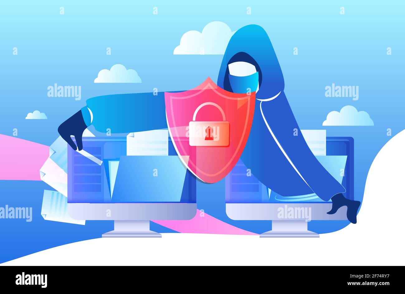 hacker stealing personal confidential data anonymous man attacking ...