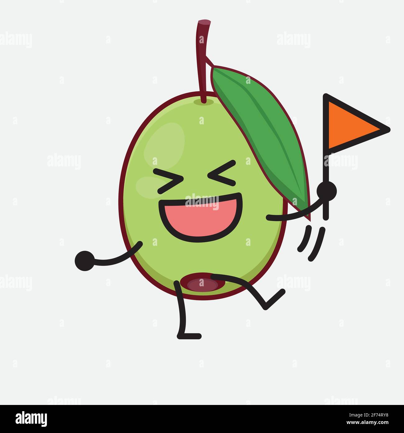 Vector Illustration of Olive Fruit Character with cute face, simple ...