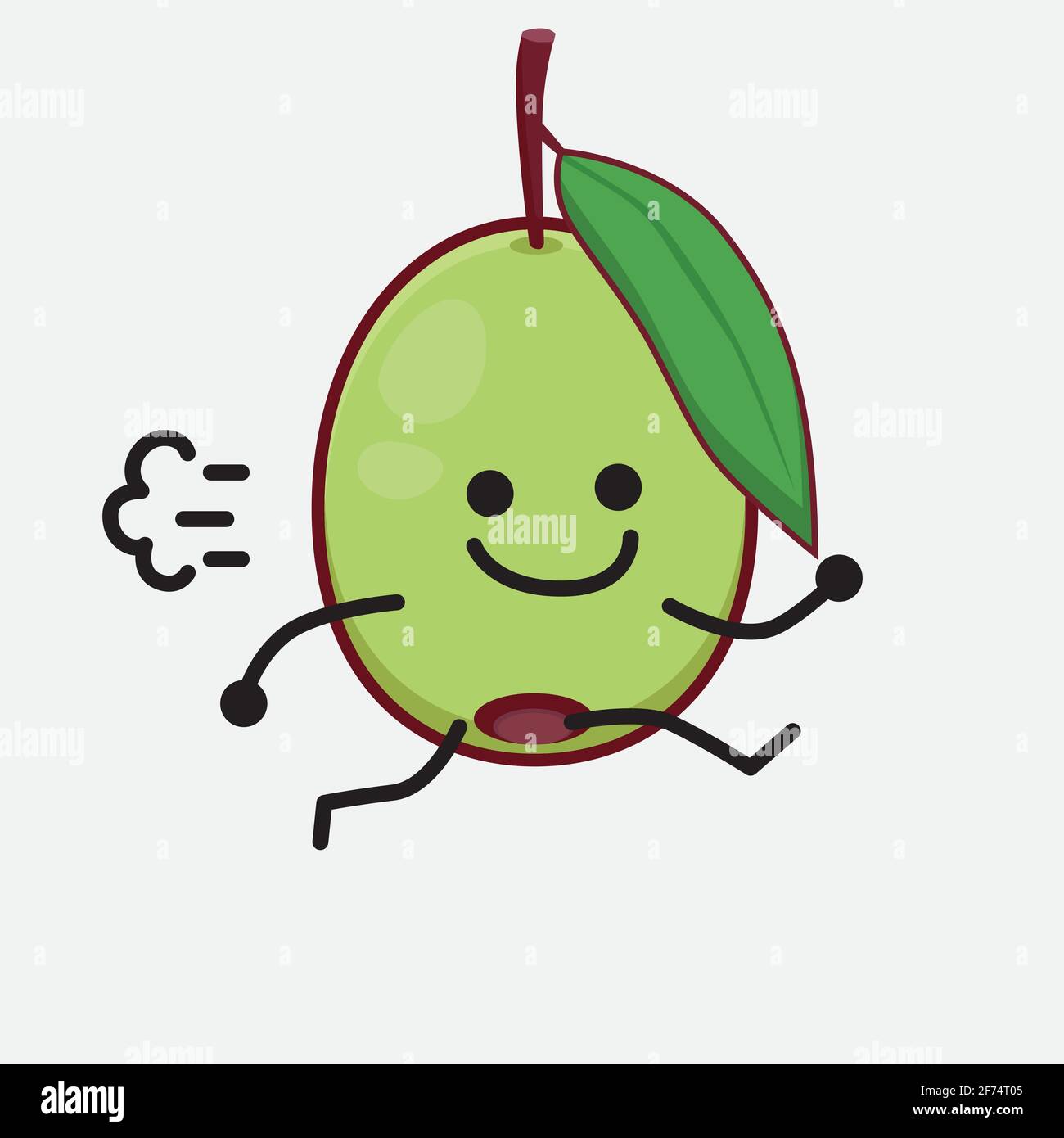 Vector Illustration of Olive Fruit Character with cute face, simple ...