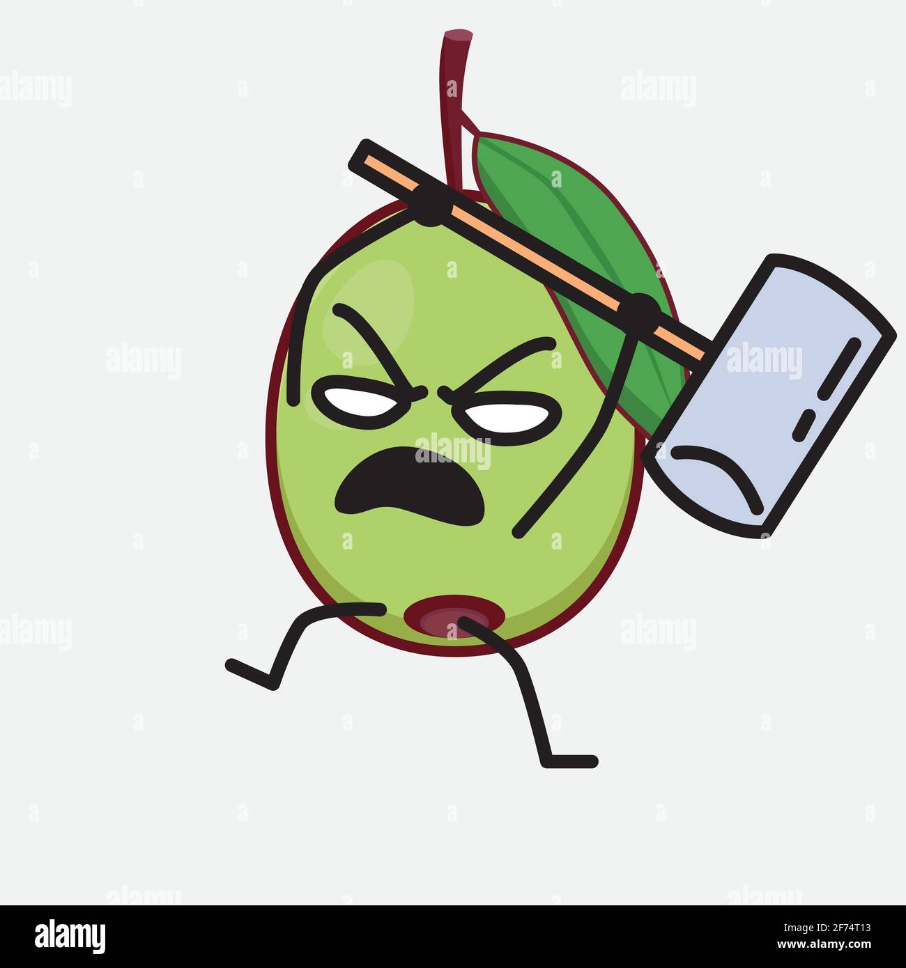 Vector Illustration of Olive Fruit Character with cute face, simple ...