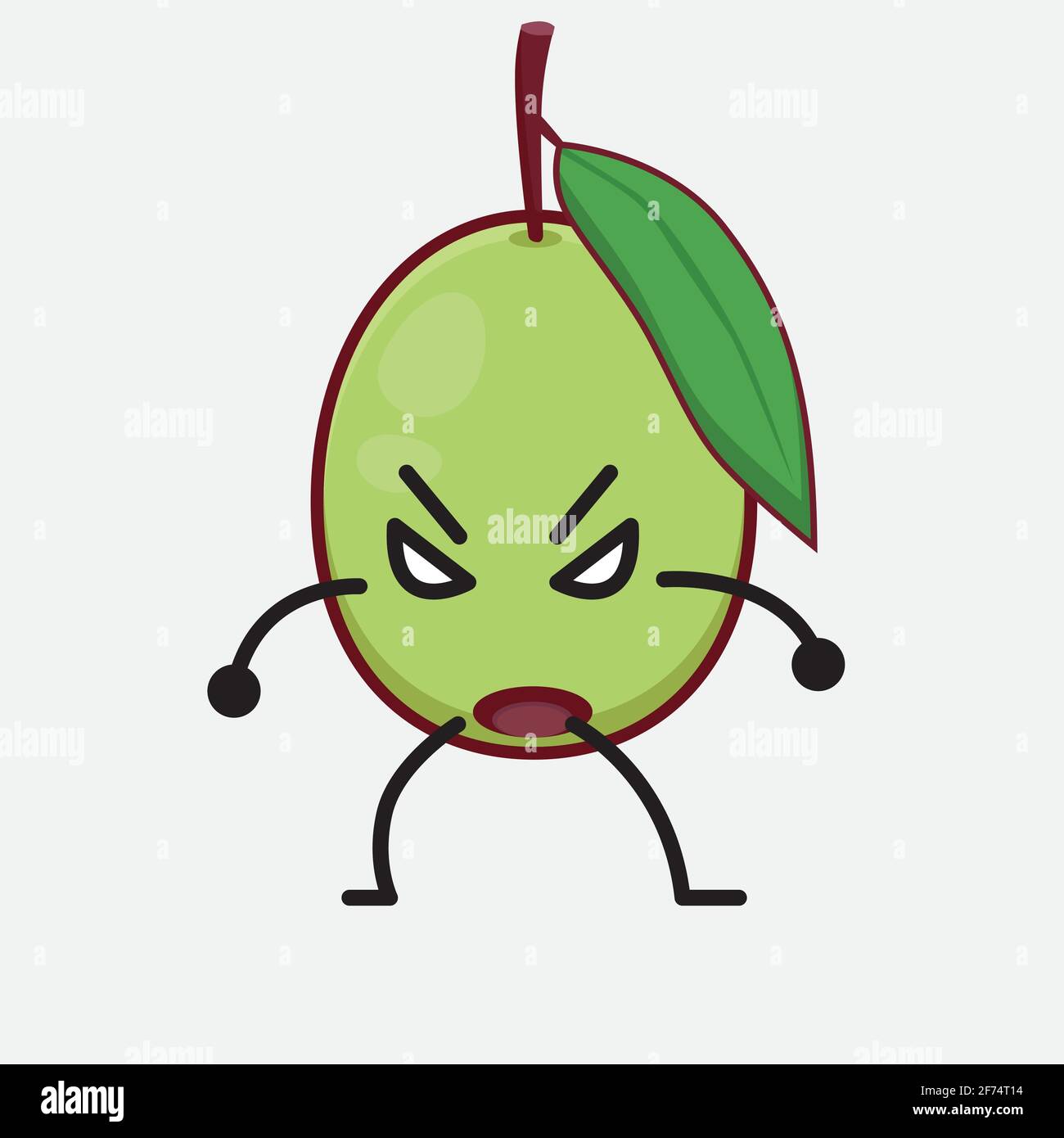 Vector Illustration of Olive Fruit Character with cute face, simple ...
