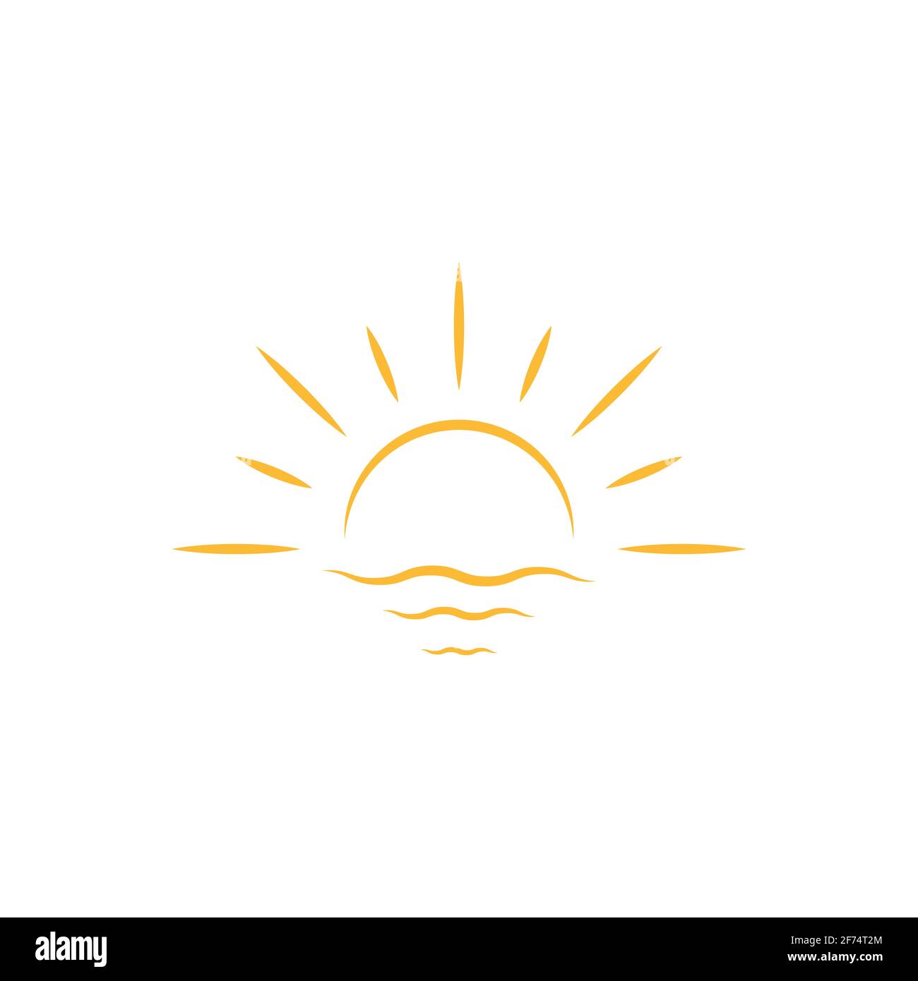 A half sun is setting downwards icon vector sunset concept for graphic ...