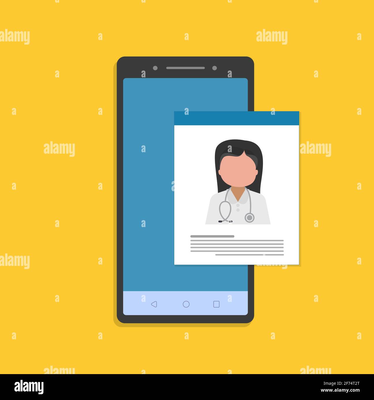 Smart phone with doctor on screen during telemedicine doctor visit ...