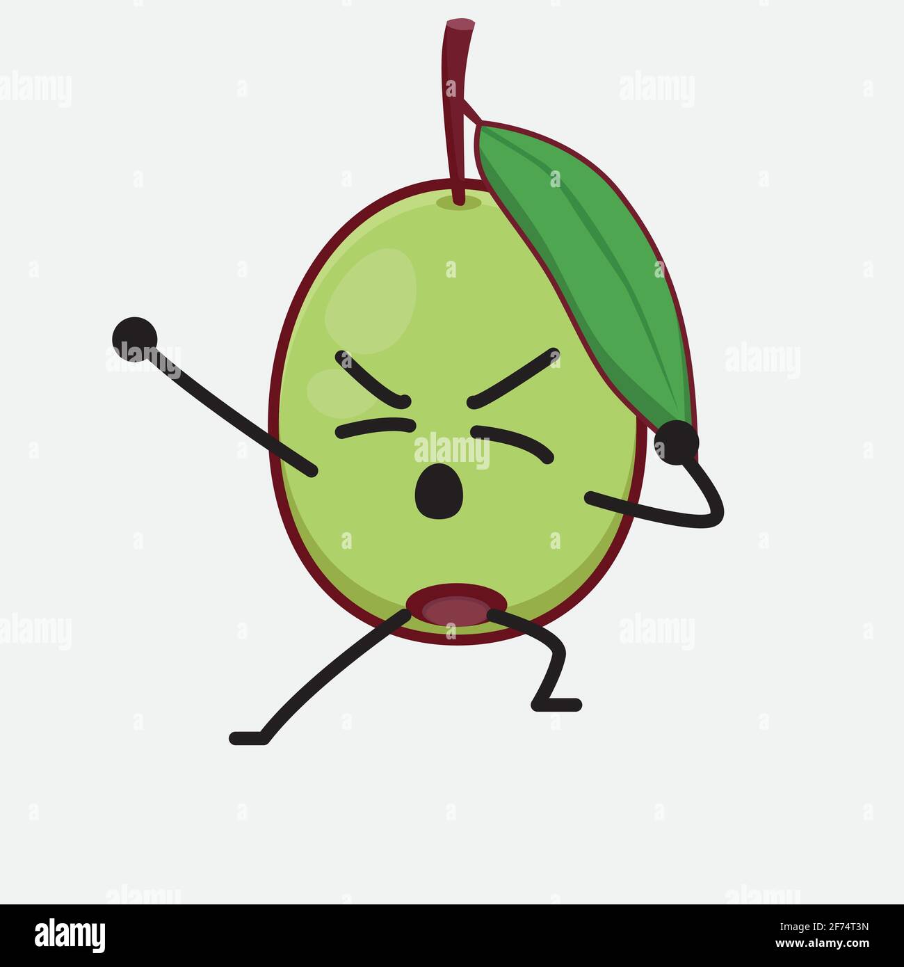 Vector Illustration of Olive Fruit Character with cute face, simple ...