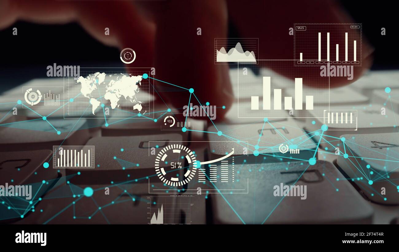 Creative visual of business big data and finance analysis on computer ... Creative visual of business big data and finance analysis on computer ...