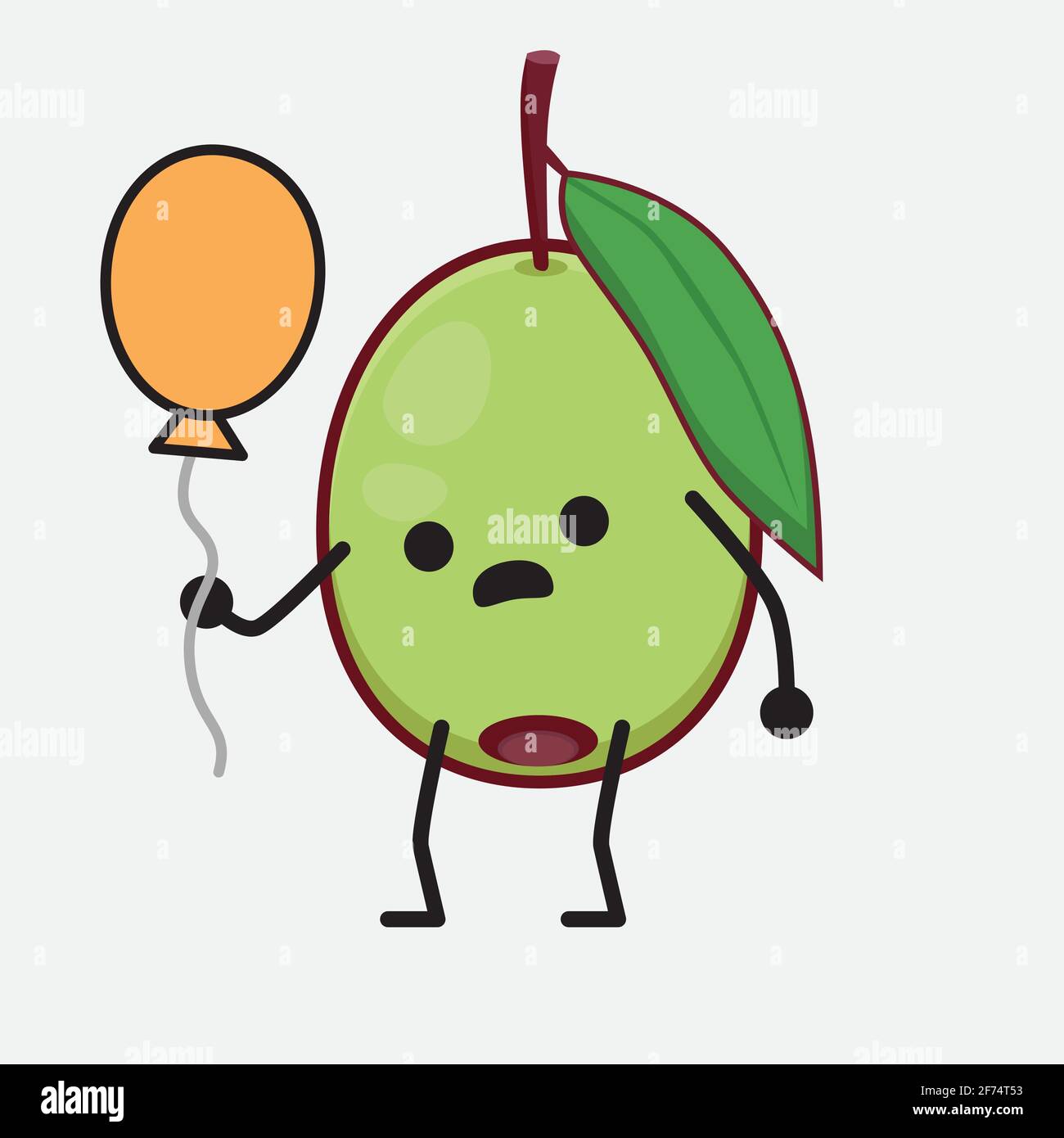 Vector Illustration of Olive Fruit Character with cute face, simple ...