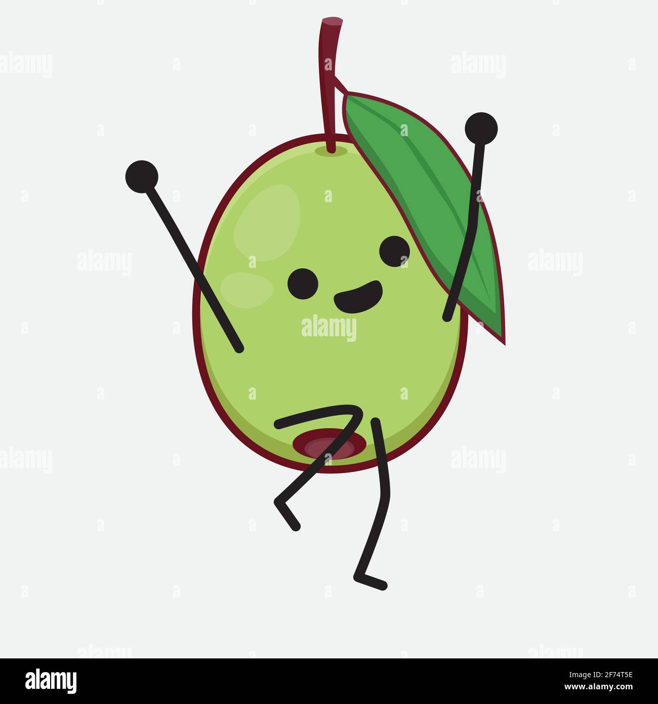 Vector Illustration of Olive Fruit Character with cute face, simple ...
