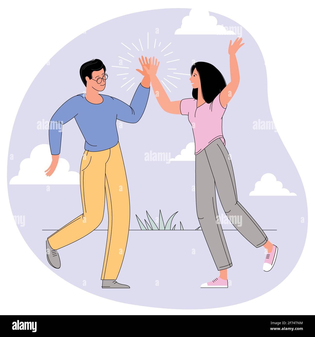 Hands high five teamwork Stock Vector Images - Alamy