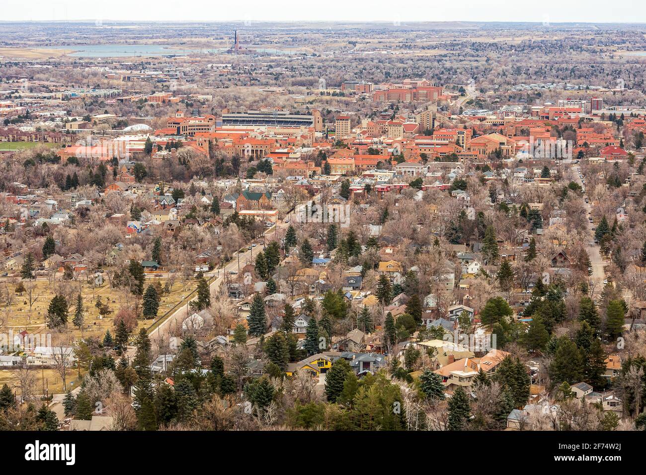 Aerial view of Boulder, Colorado, from Panorama Point in Boulder ...