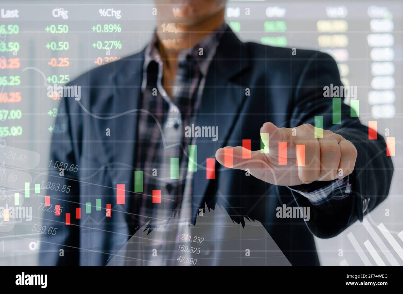 Business man with stock chart business concept Stock Photo - Alamy