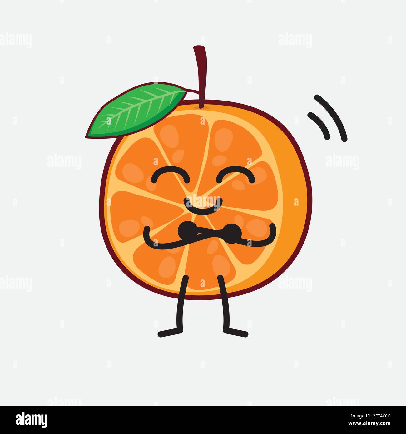 Vector Illustration of Sliced Orange Character with cute face, simple ...