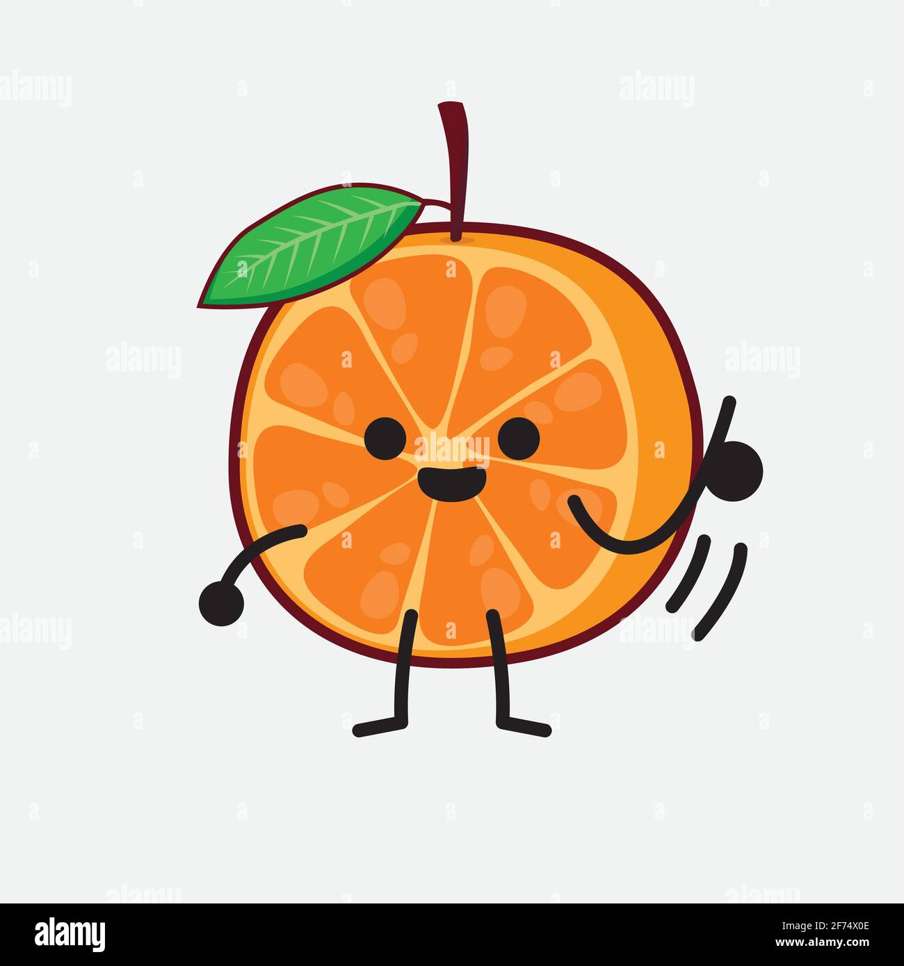 Vector Illustration of Sliced Orange Character with cute face, simple ...