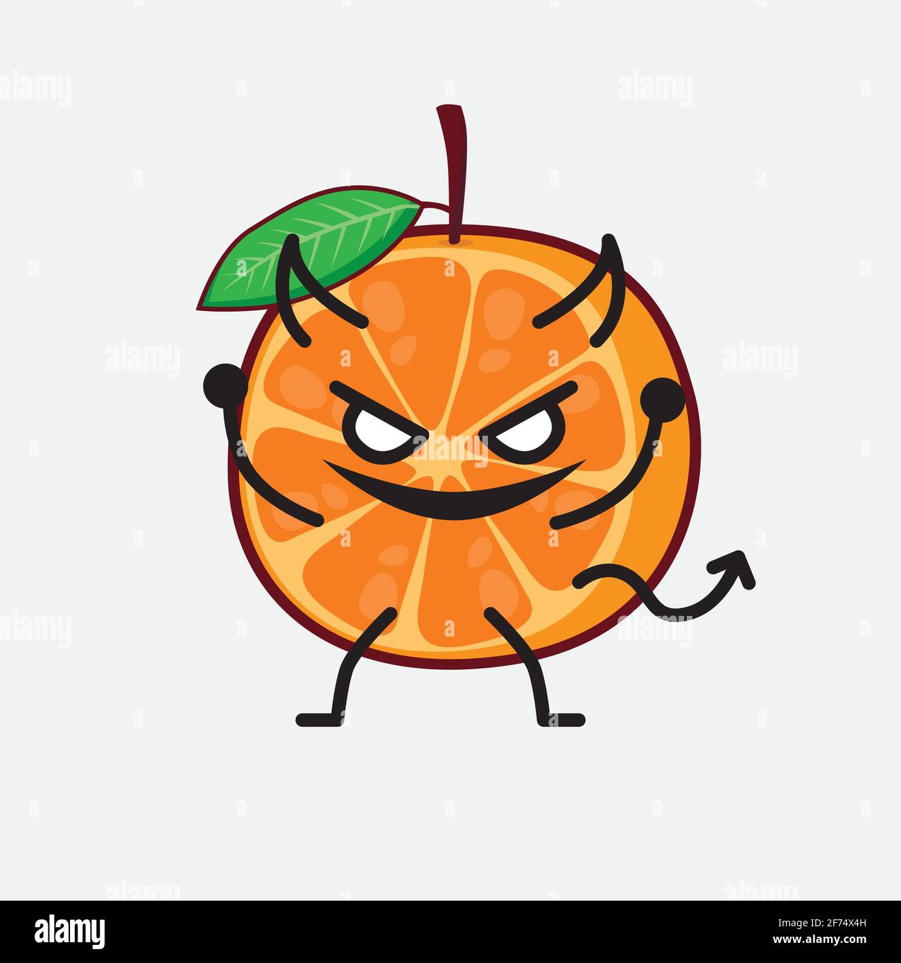 Vector Illustration of Sliced Orange Character with cute face, simple ...